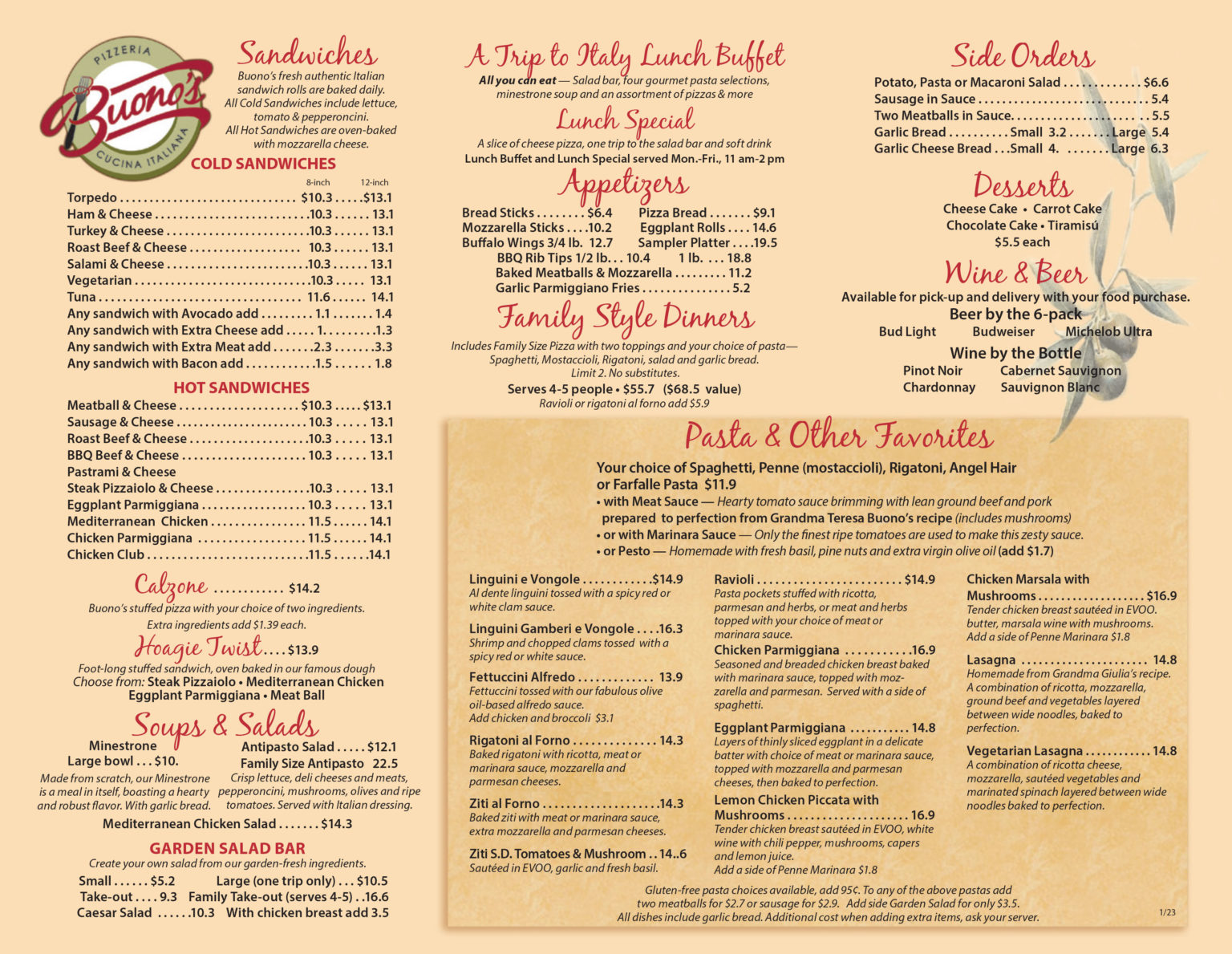 Menu – Buono's Pizzeria